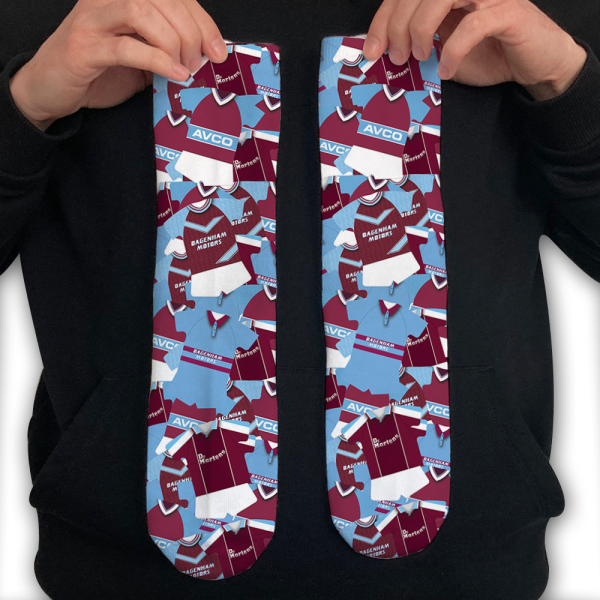 West Ham Retro Classic Kit Mash Socks