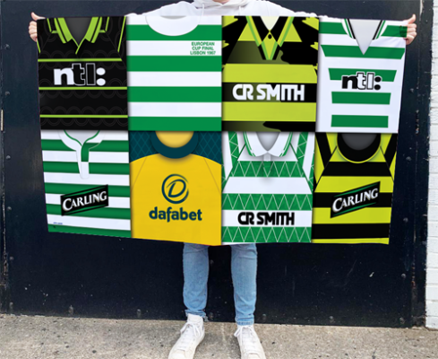 Celtic Retro Kit Montage Football Flag High Quality Classic Kits