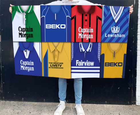 Millwall Retro Kit Montage Football Flag High Quality Classic Kits