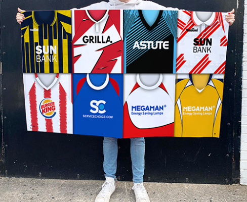 Stevenage Retro Kit Montage Football Flag High Quality Classic Kits