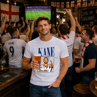 Football Gifts - Harry Kane White T-Shirt 80s Style World Cup England ...